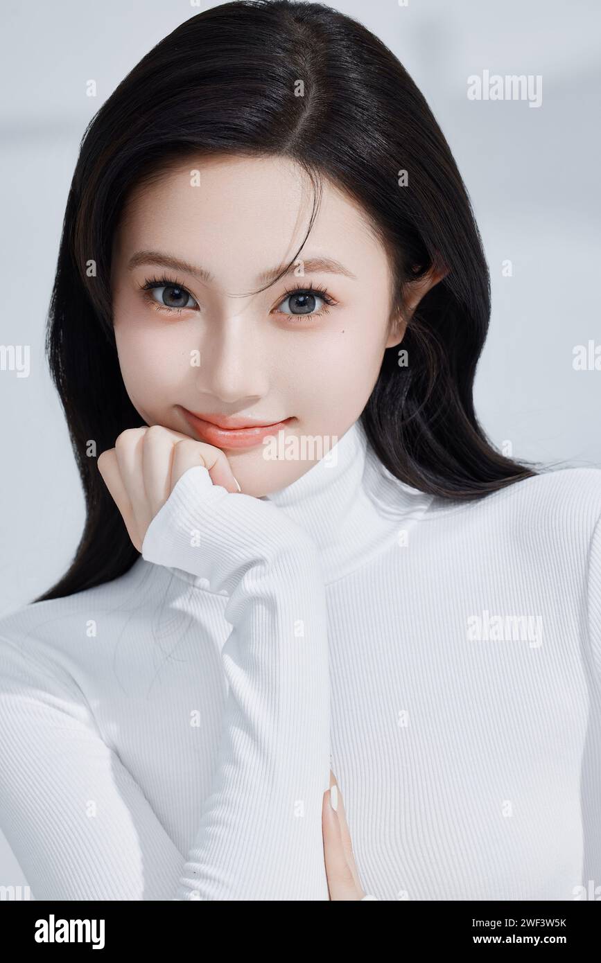 Beautiful Asian women's faces, faces for makeup, face cosmetics advertising, hi res Stock Photo ...