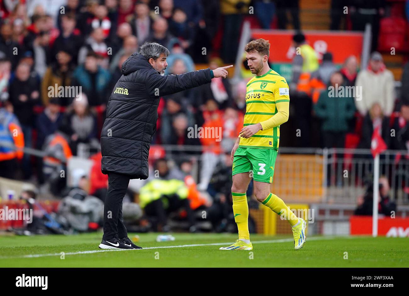 Norwich City manager David Wagner and Jack Stacey during the Emirates ...