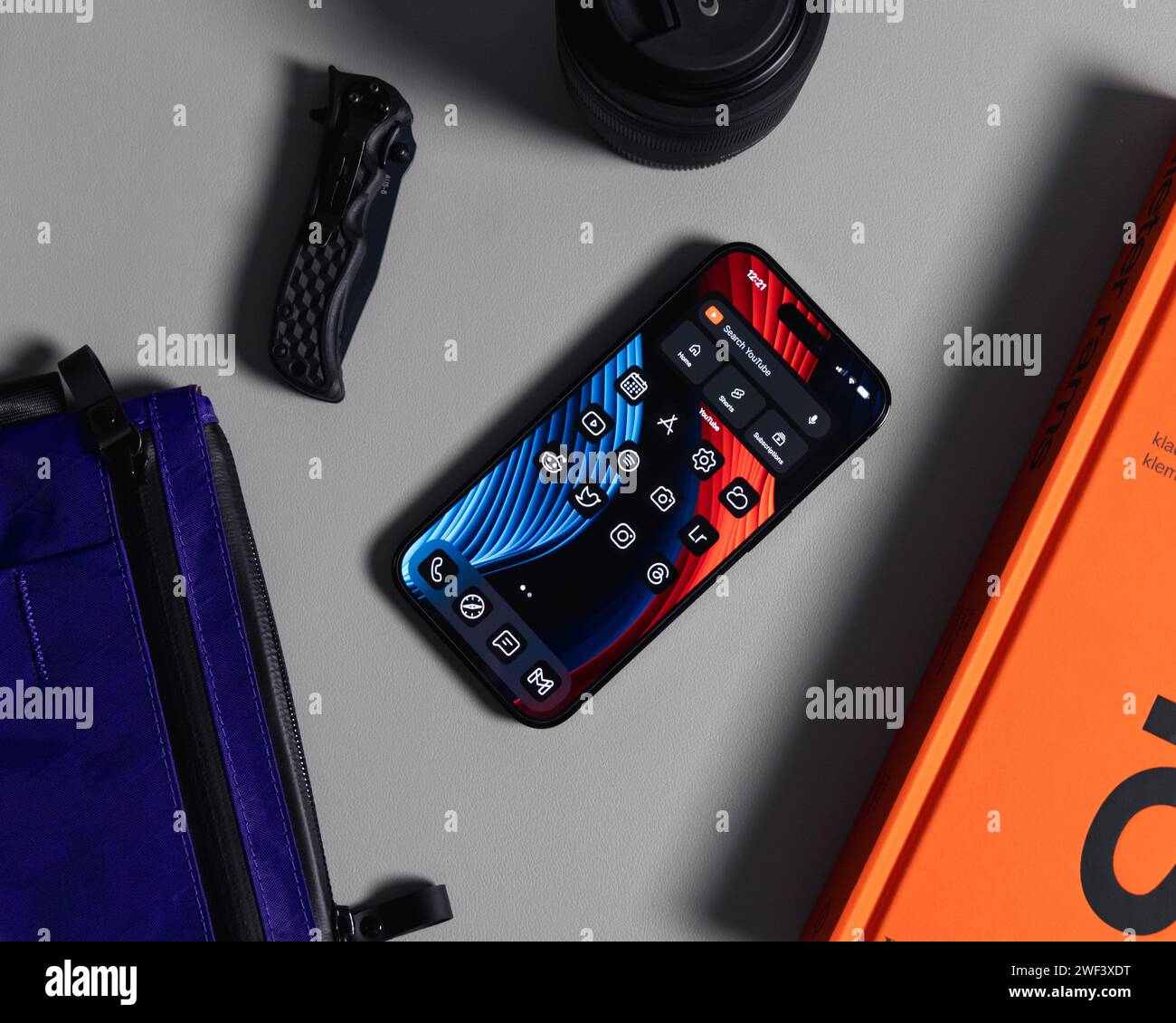 LONDON - JANUARY 25, 2024: Apple iPhone Pro with wallpaper on screen ...