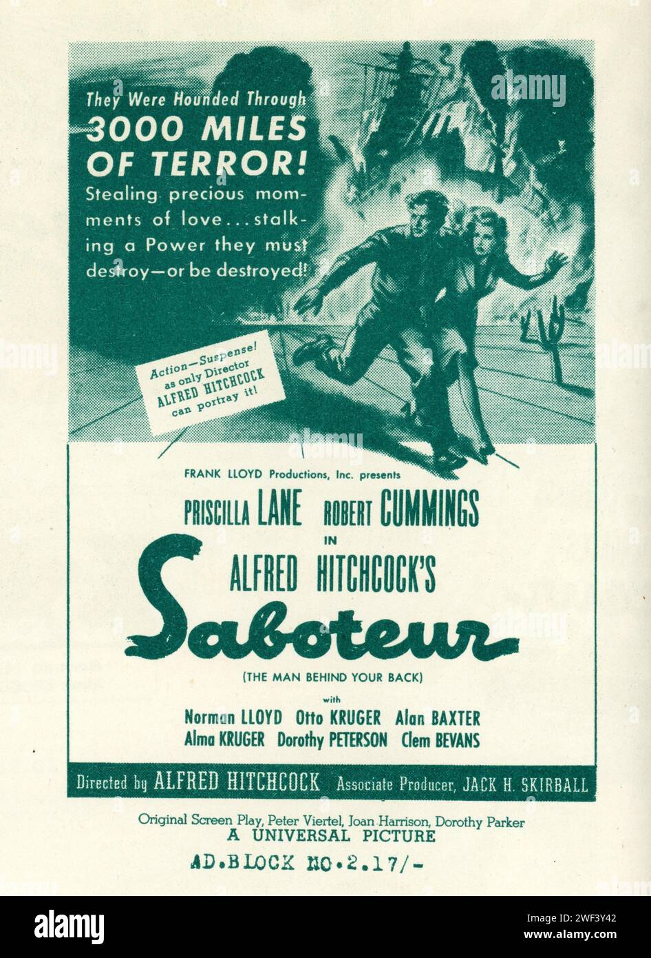 PRISCILLA LANE and ROBERT CUMMINGS in SABOTEUR 1942 director ALFRED ...