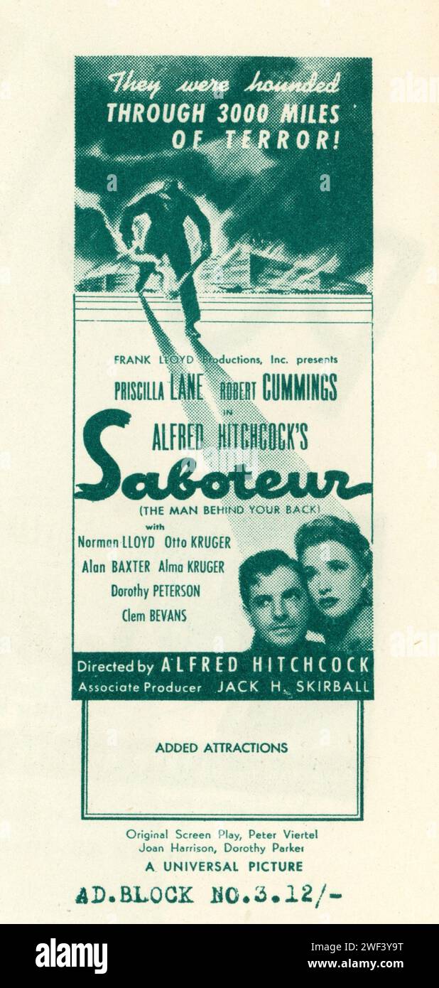 PRISCILLA LANE and ROBERT CUMMINGS in SABOTEUR 1942 director ALFRED ...