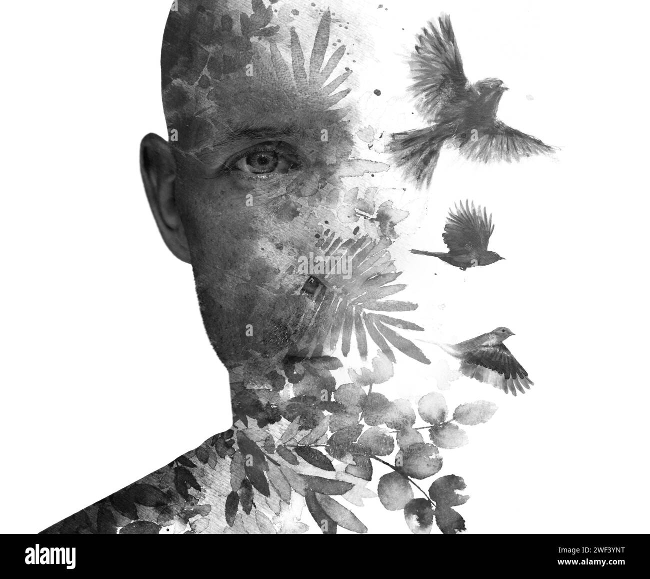 Anxiety concept art Black and White Stock Photos & Images - Alamy