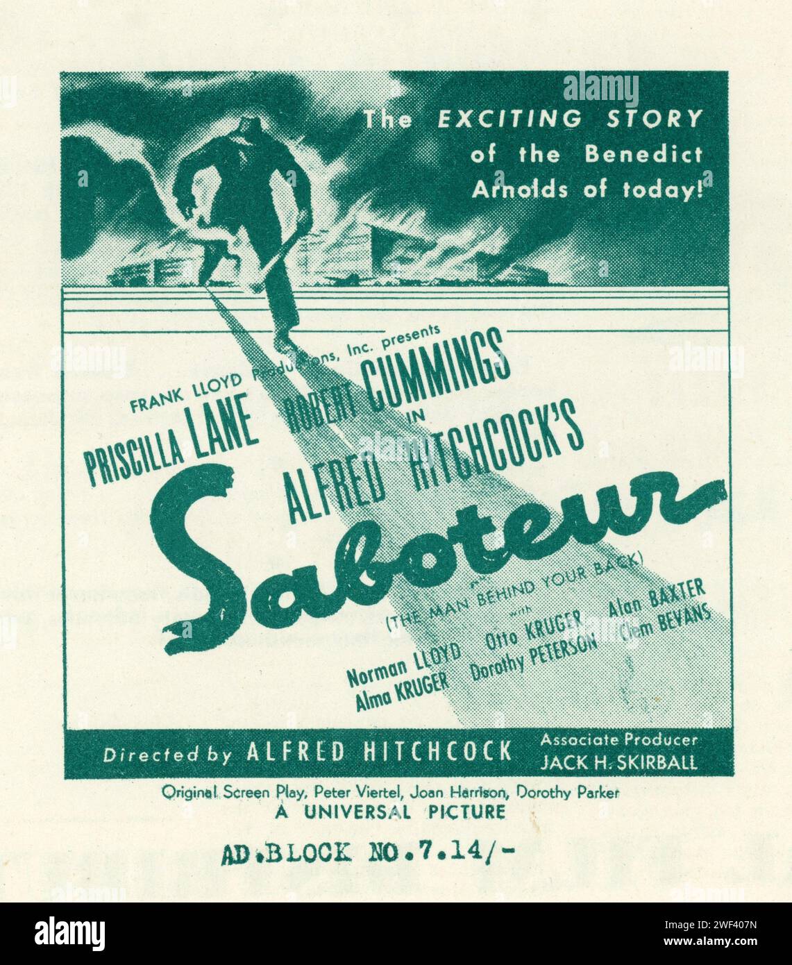 PRISCILLA LANE and ROBERT CUMMINGS in SABOTEUR 1942 director ALFRED ...
