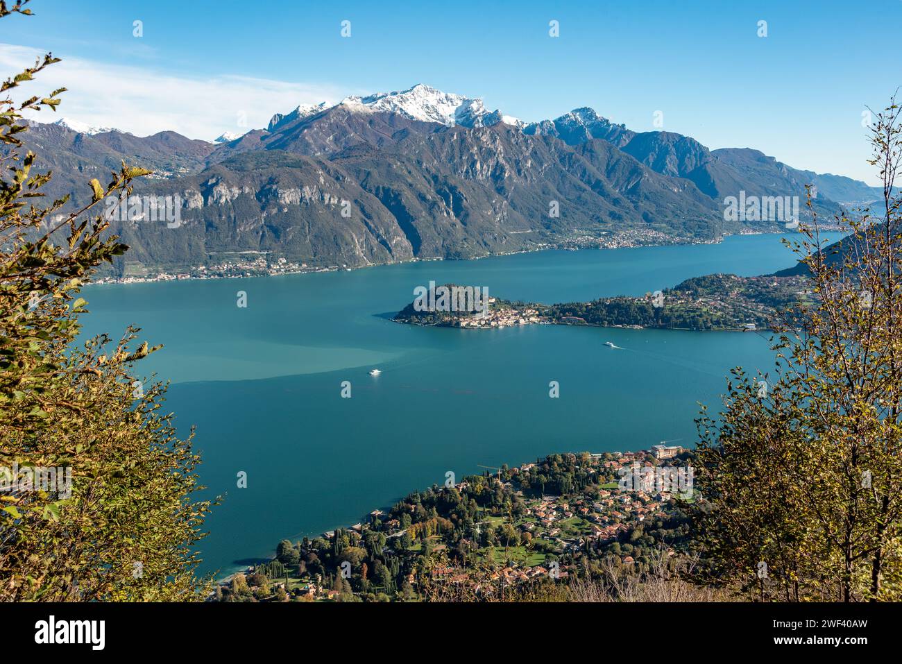 Magnificent view of Bellagio at lake Como seen from Monte Crocione ...