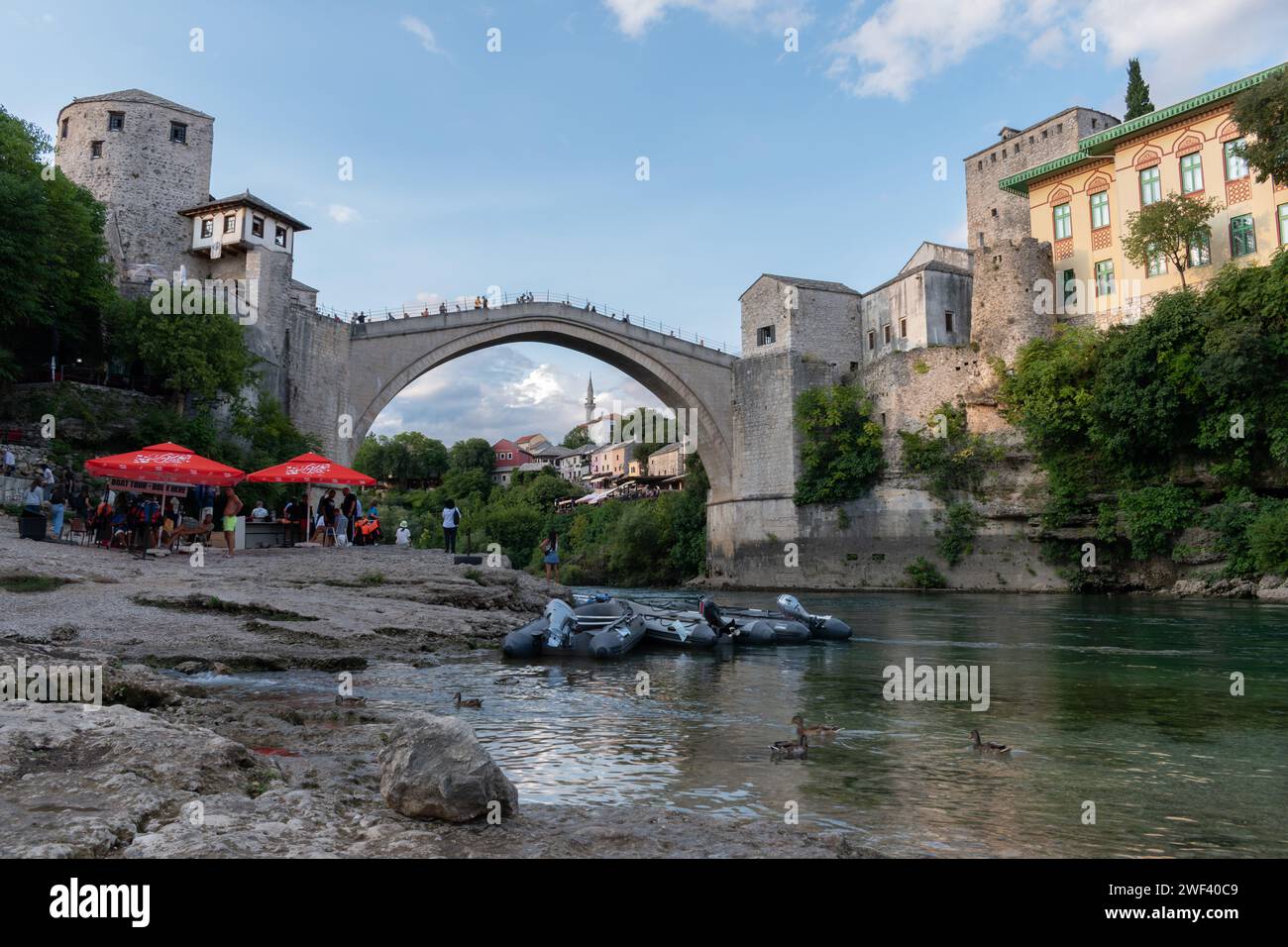 Old bridge in Mostar and Neretva river. UNESCO world heritage site ...