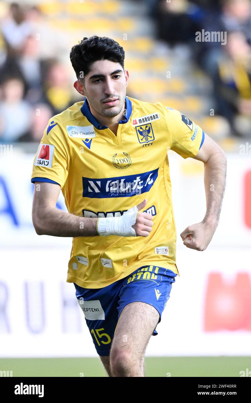 Sint Truiden, Belgium . 28th Jan, 2024. Kahveh Zahiroleslam of STVV ...