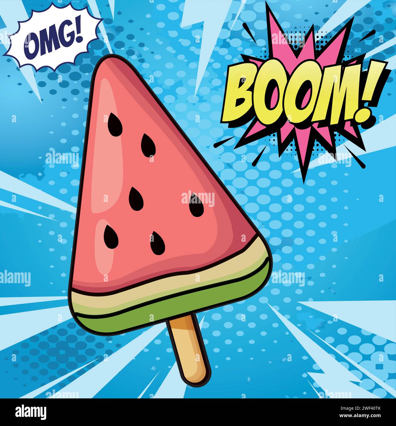 watermelon pop art design vector image Stock Vector Image & Art - Alamy