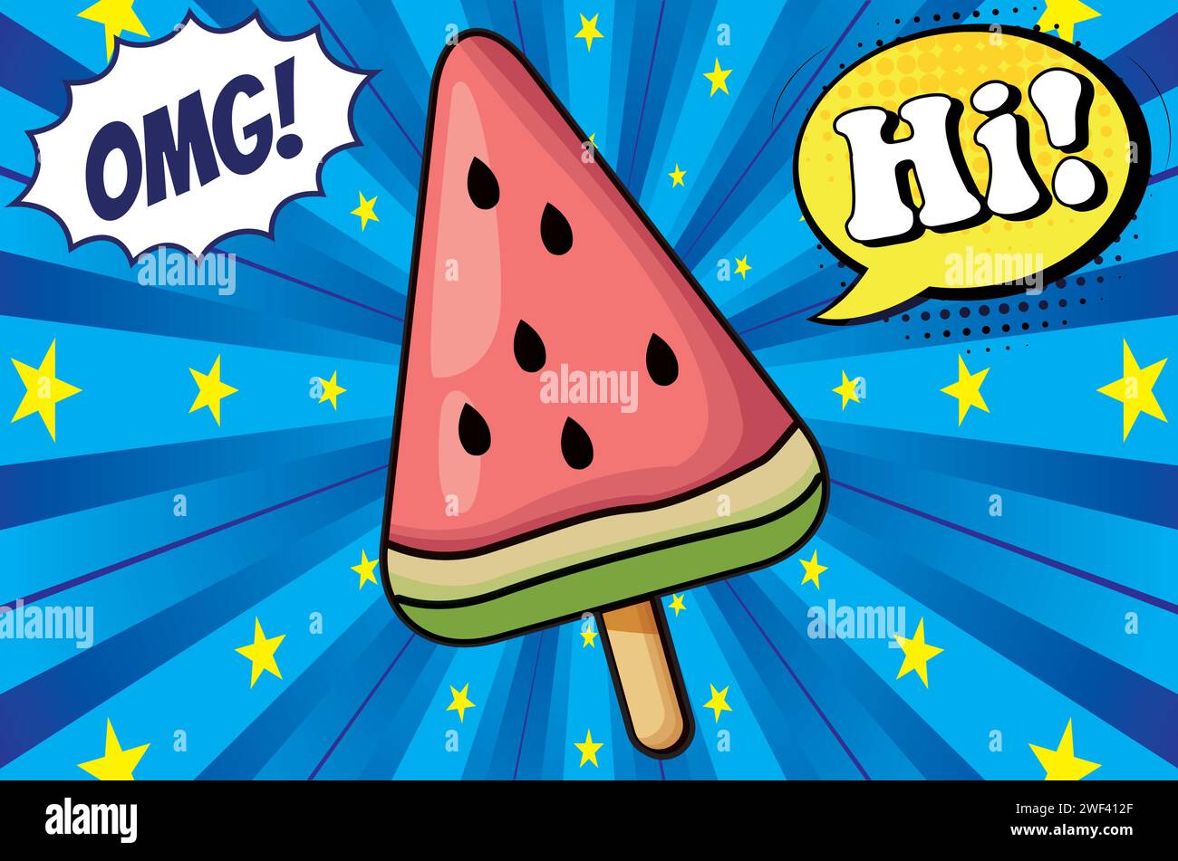 watermelon pop art design vector image Stock Vector Image & Art - Alamy
