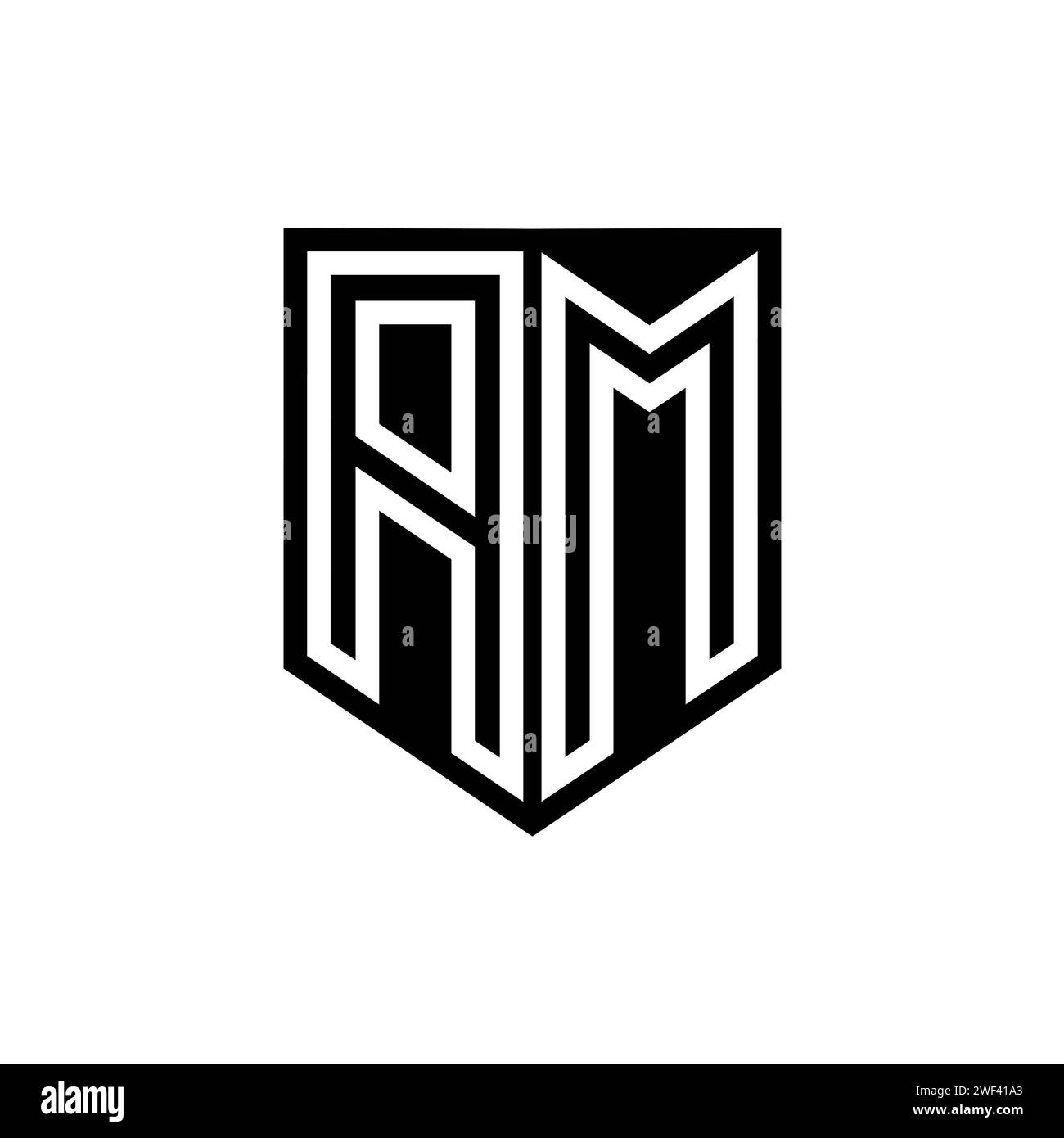 AM Letter Logo monogram shield geometric line inside shield style ...