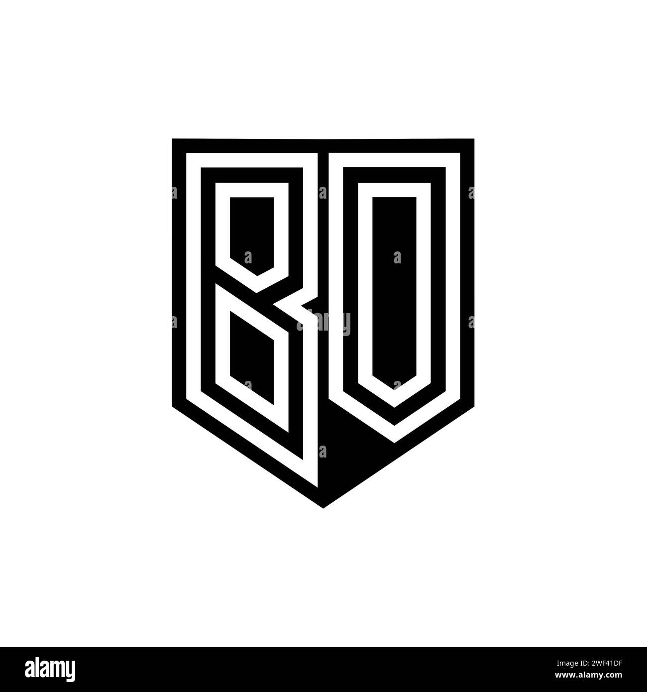 BO Letter Logo monogram shield geometric line inside shield style ...
