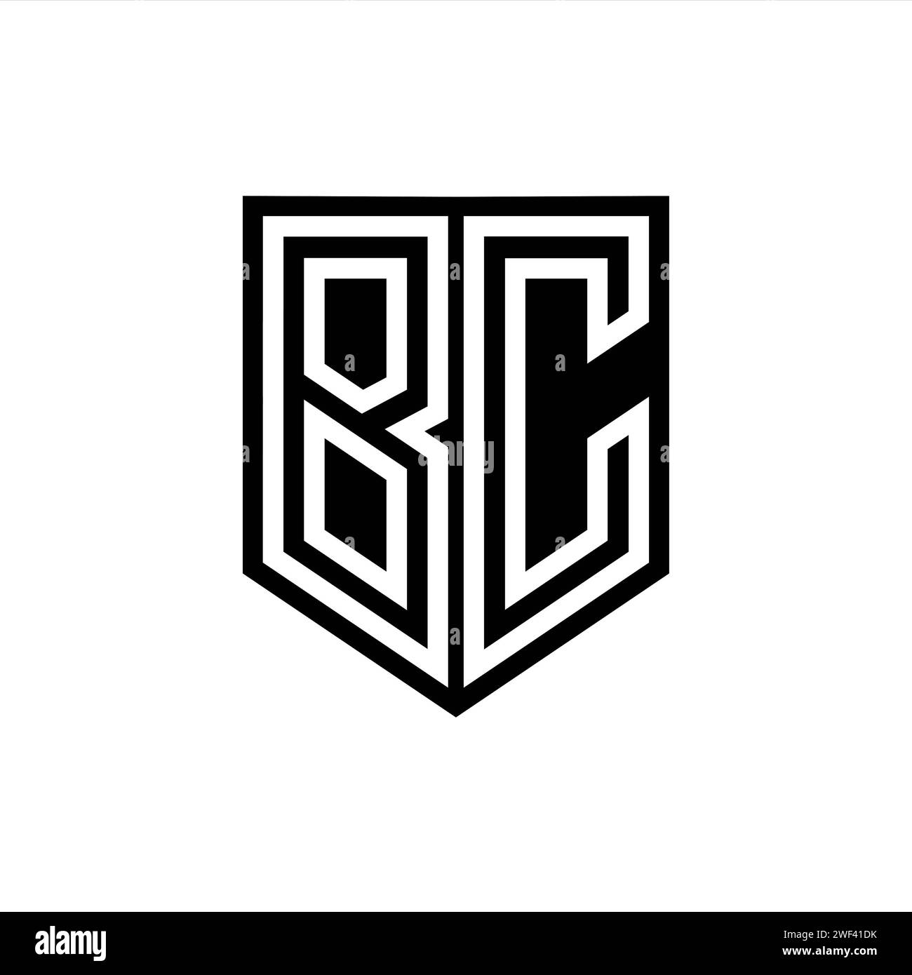 BC Letter Logo monogram shield geometric line inside shield style ...