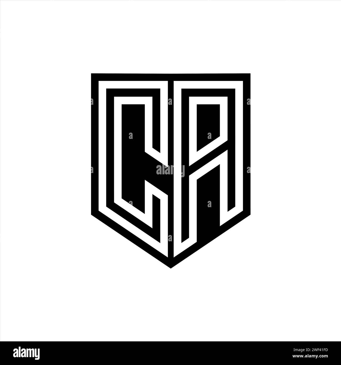 CA Letter Logo monogram shield geometric line inside shield style ...