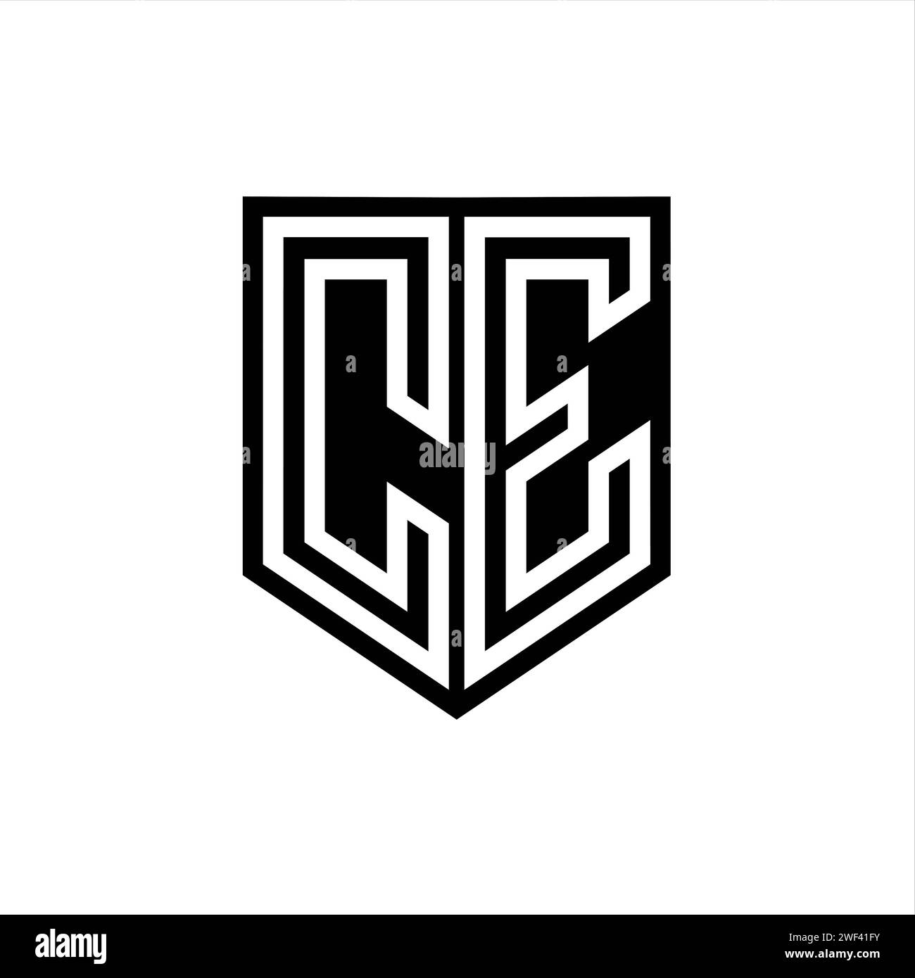 CE Letter Logo monogram shield geometric line inside shield style ...