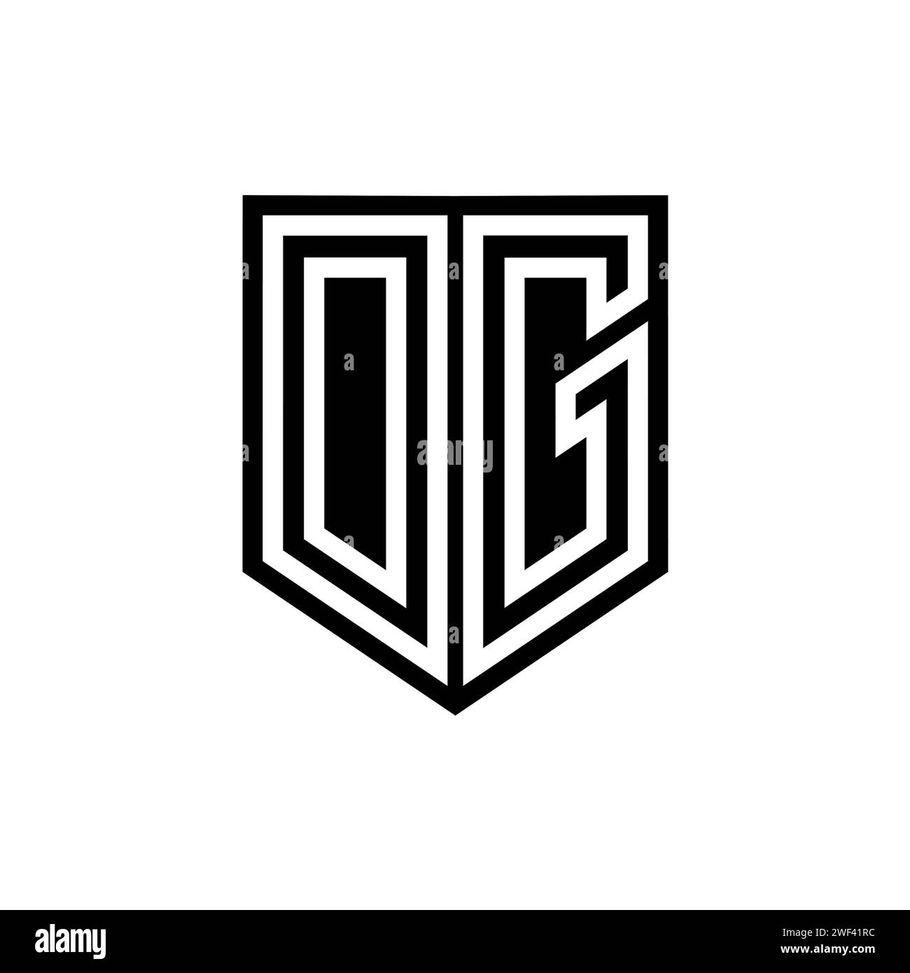 DG Letter Logo monogram shield geometric line inside shield style ...