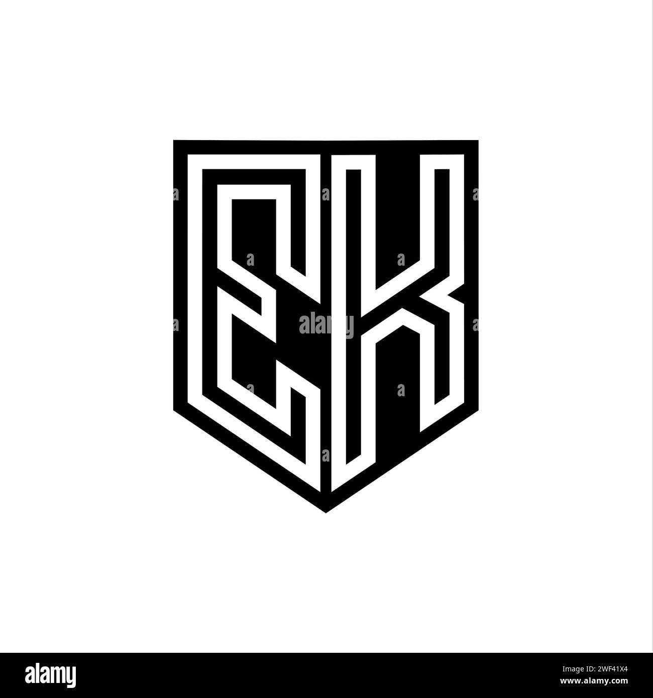 EK Letter Logo monogram shield geometric line inside shield style ...