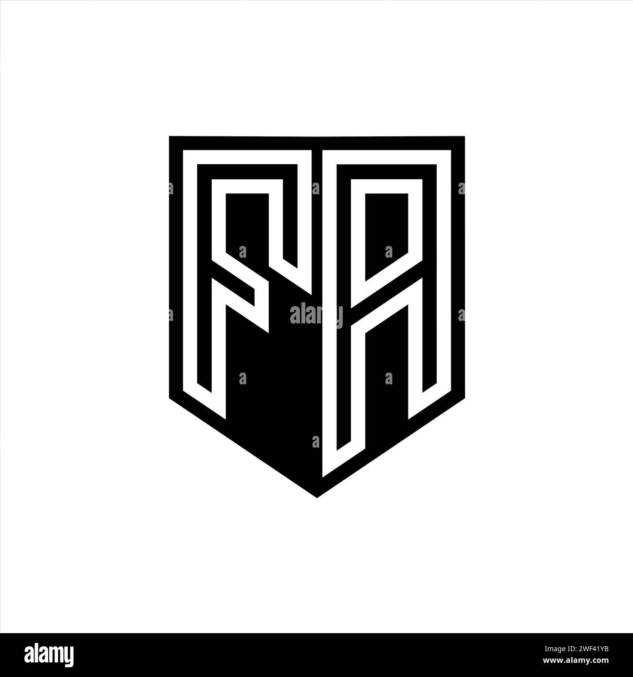 FA Letter Logo monogram shield geometric line inside shield style ...