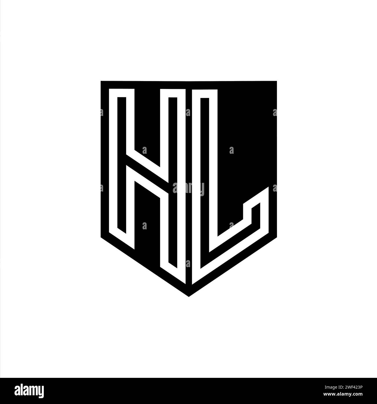 HL Letter Logo monogram shield geometric line inside shield style ...