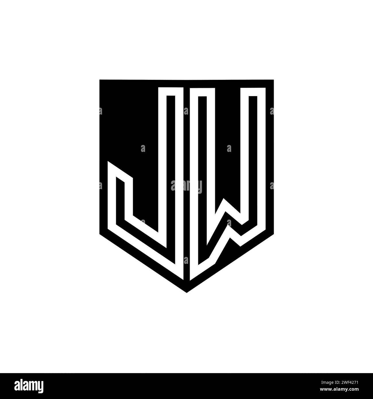 JW Letter Logo monogram shield geometric line inside shield style ...