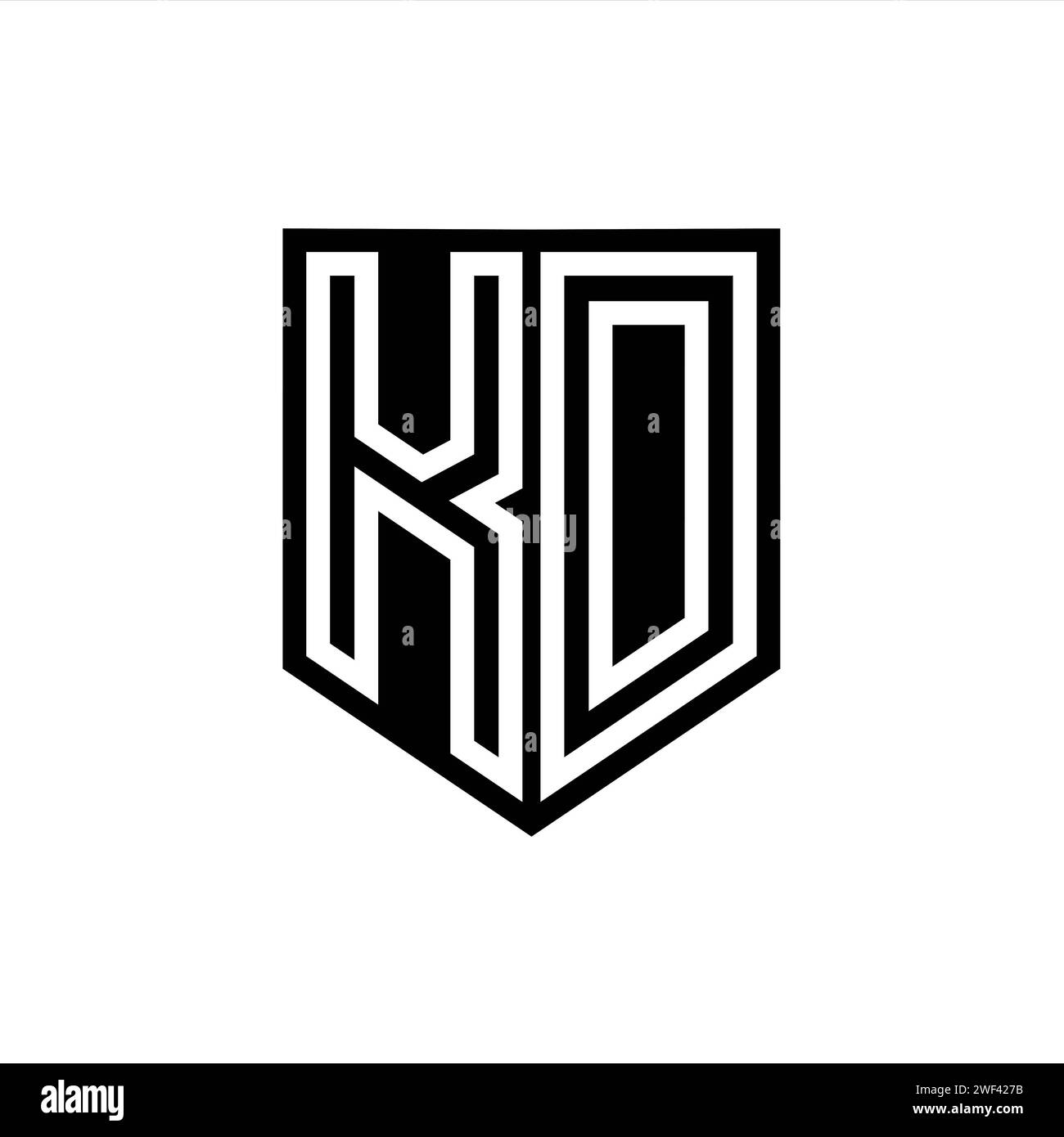 KD Letter Logo monogram shield geometric line inside shield style ...