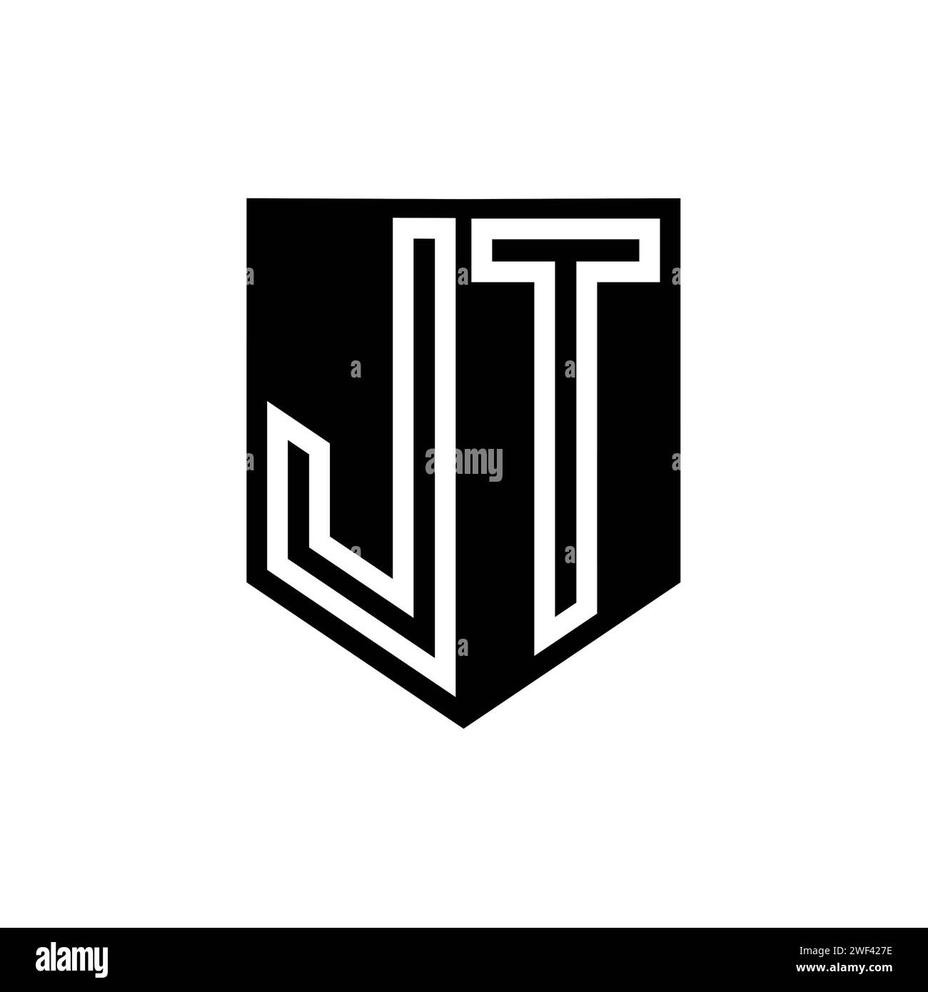 JT Letter Logo monogram shield geometric line inside shield style design template Stock Photo ...