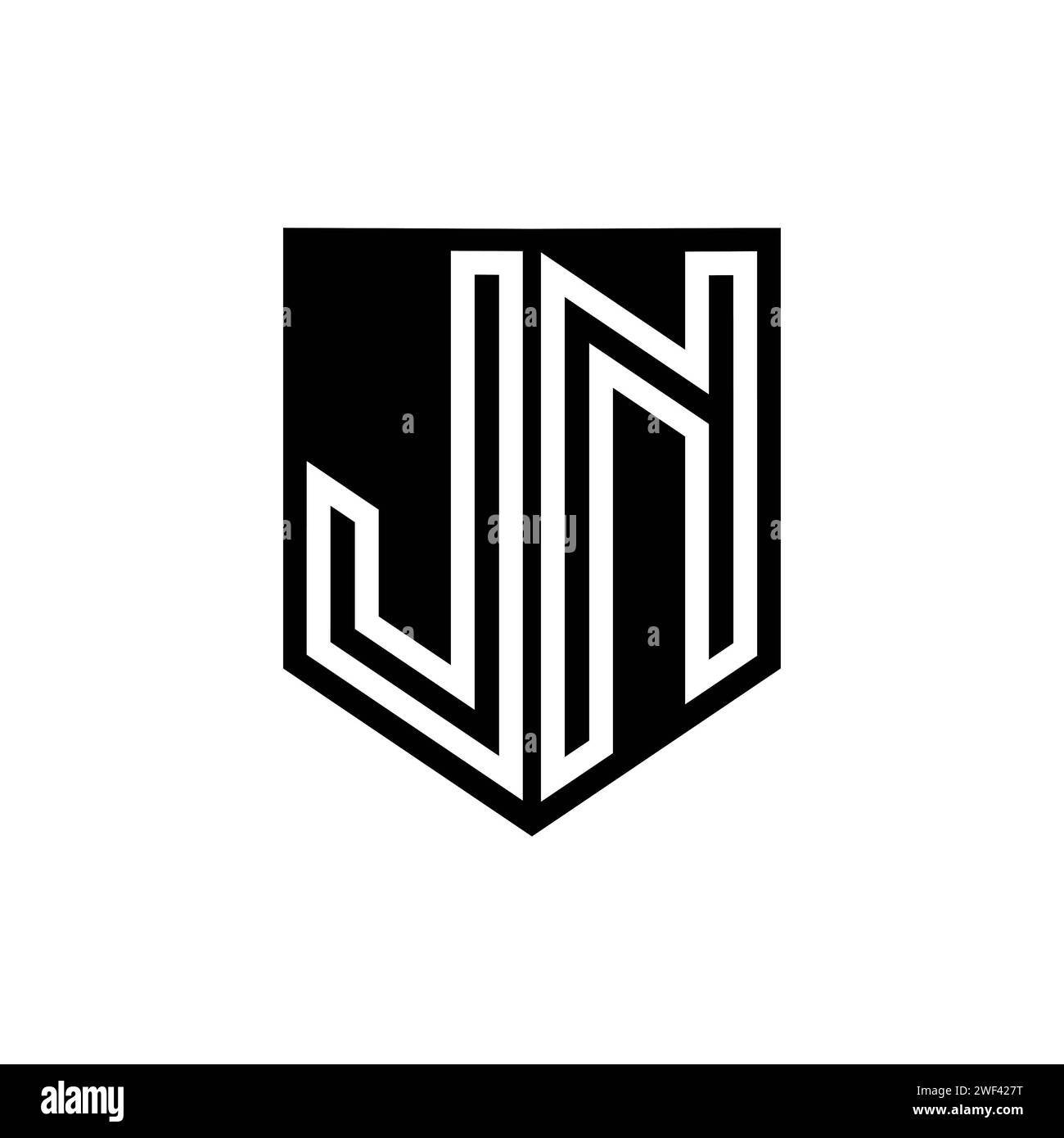 JN Letter Logo monogram shield geometric line inside shield style ...