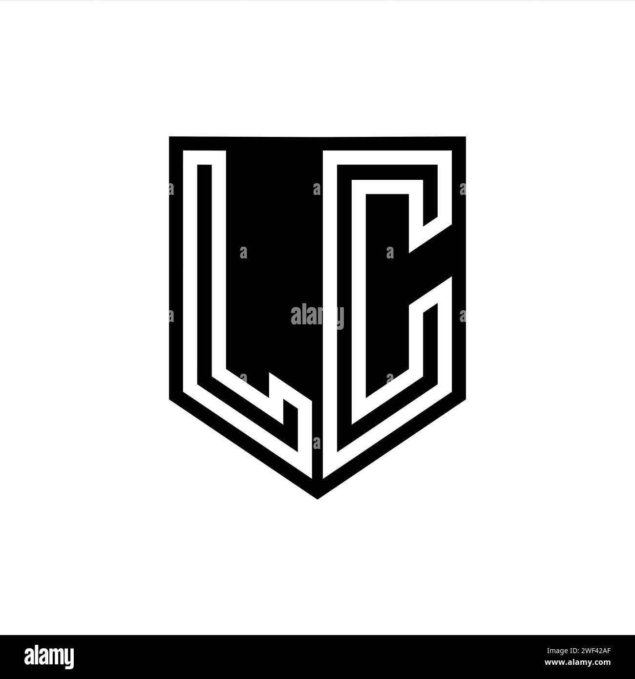 LC Letter Logo monogram shield geometric line inside shield style ...