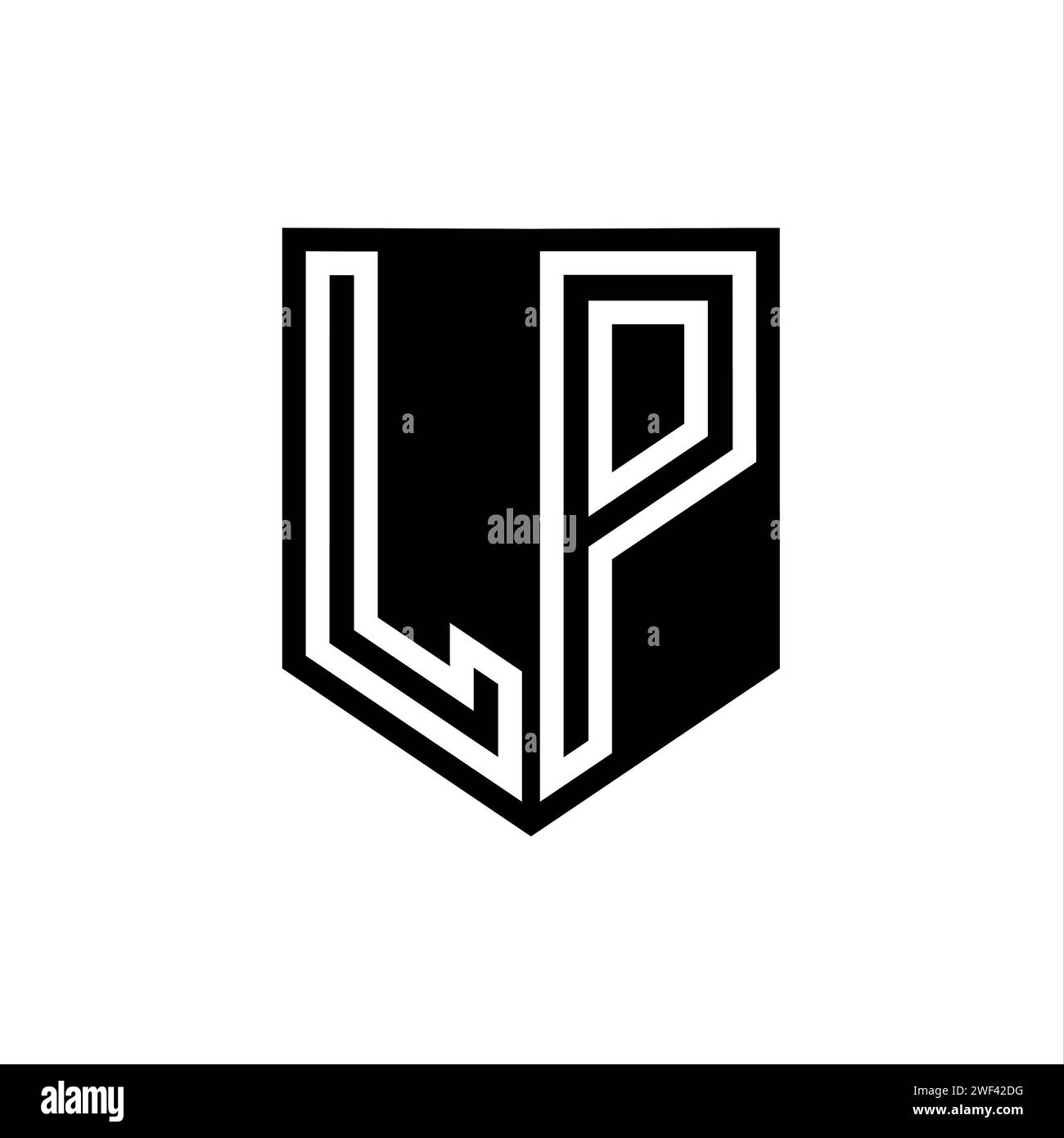 LP Letter Logo monogram shield geometric line inside shield style ...