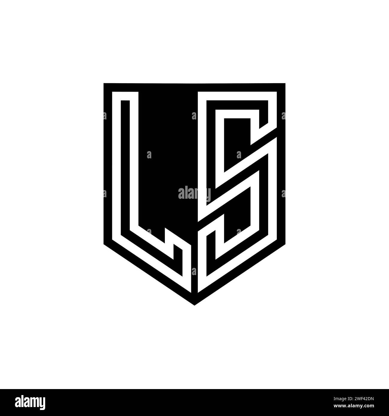 LS Letter Logo monogram shield geometric line inside shield style design template Stock Photo ...