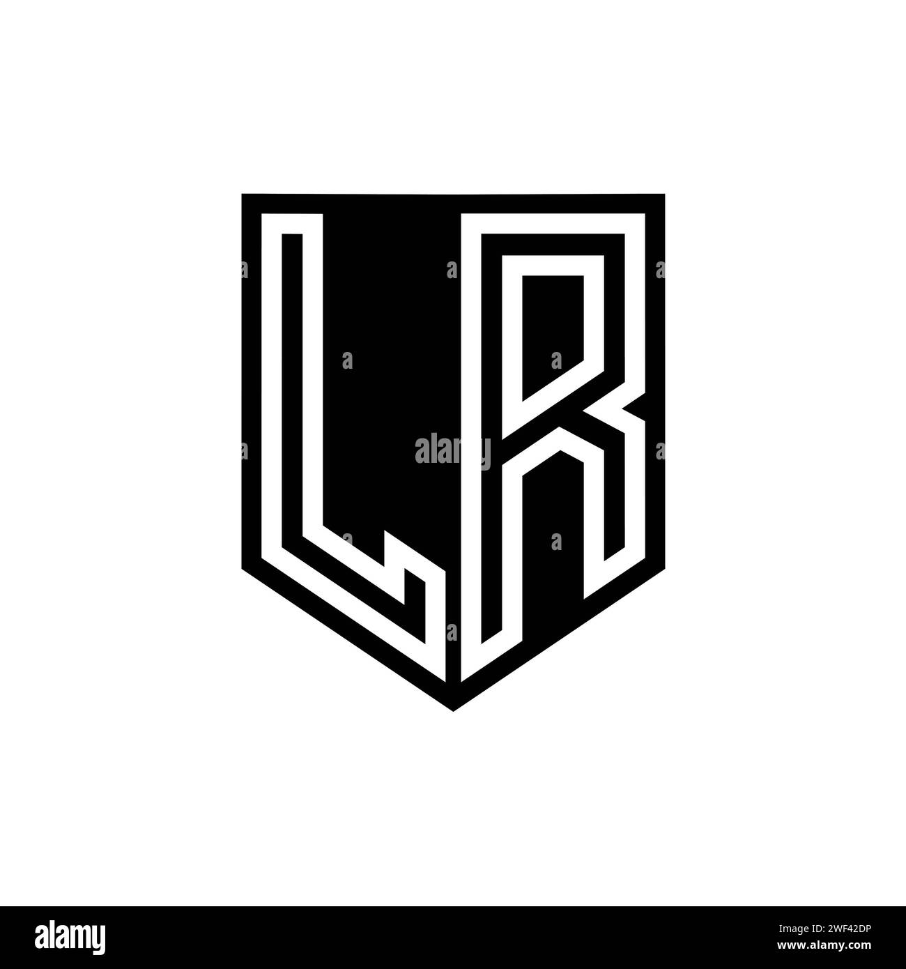 LR Letter Logo monogram shield geometric line inside shield style ...