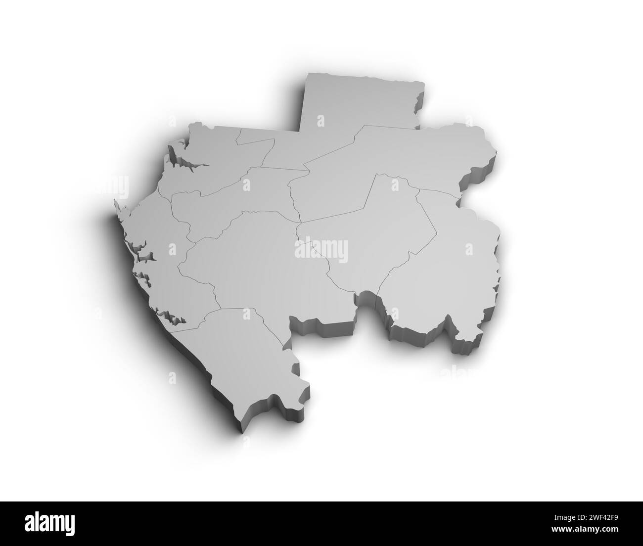 3d Gabon map illustration white background isolate Stock Photo - Alamy