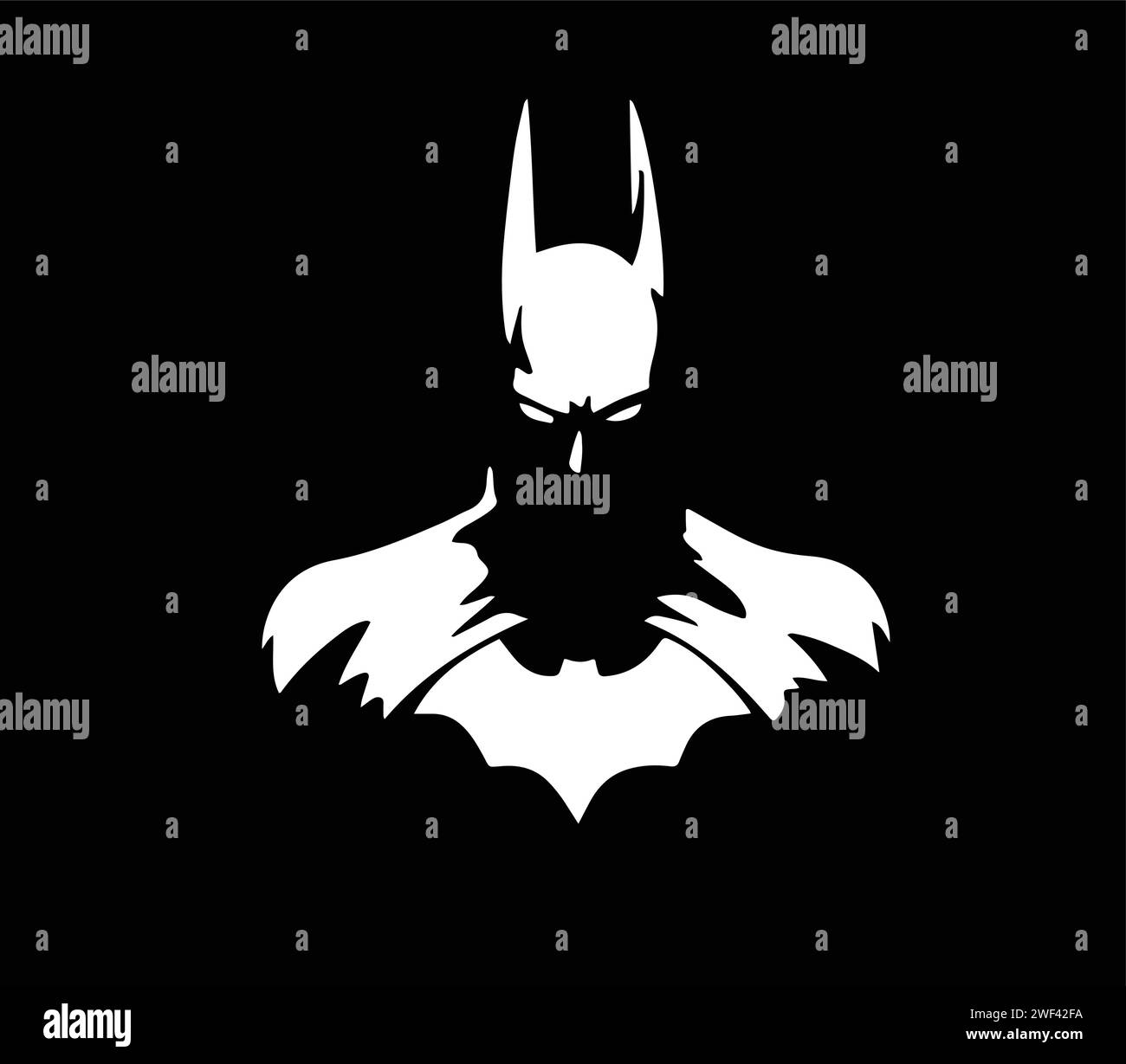 Black and white Batman image in illustrator on a white background Stock ...