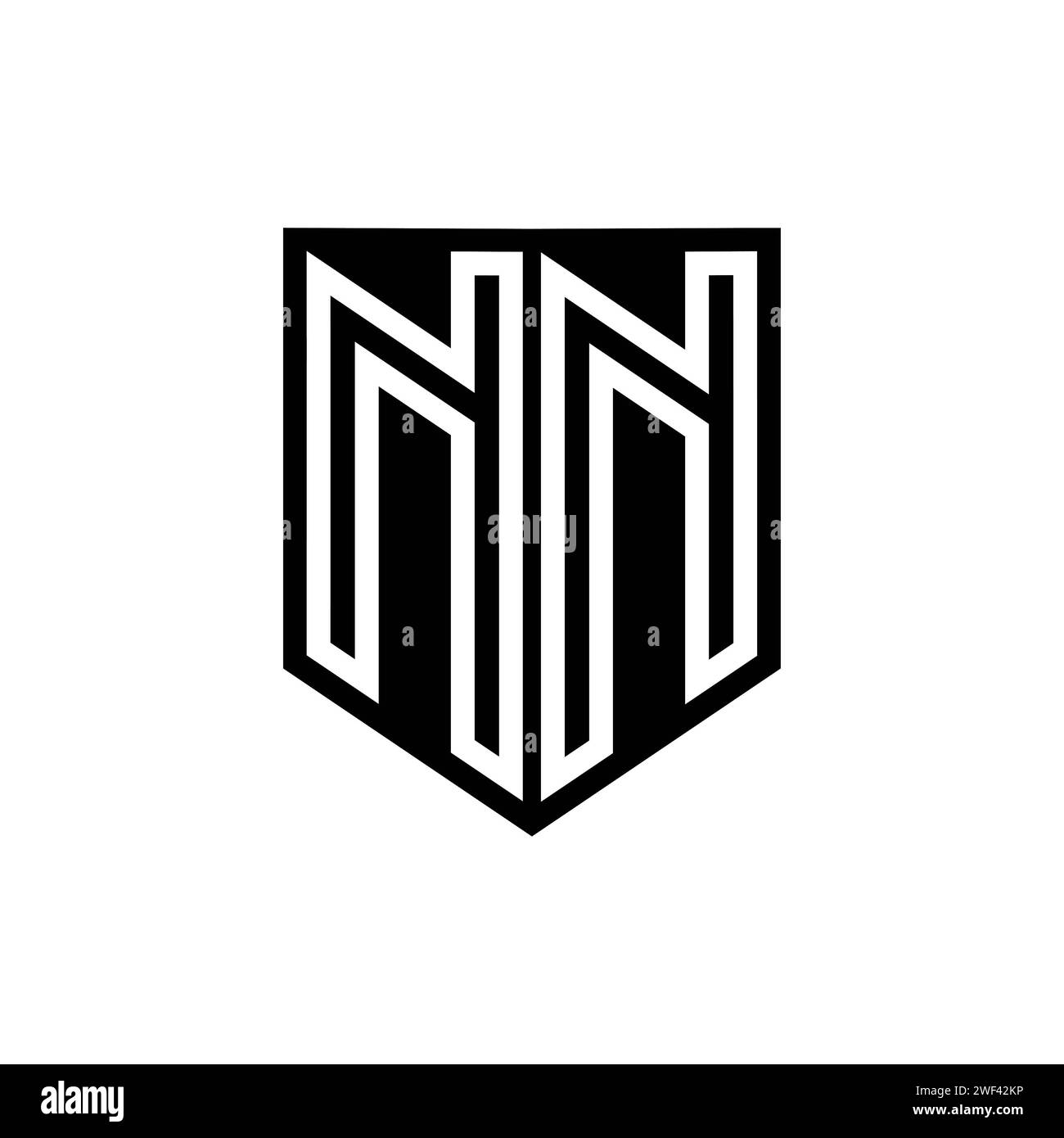 NN Letter Logo monogram shield geometric line inside shield style ...