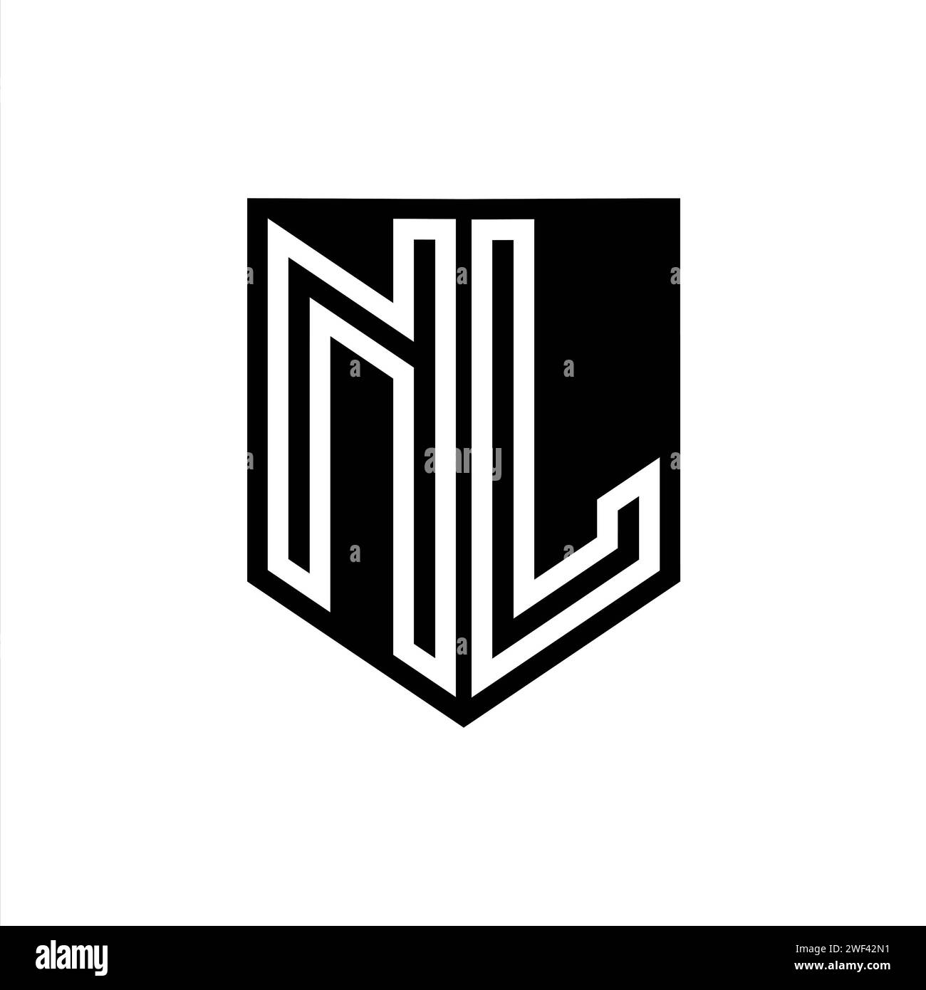 NL Letter Logo monogram shield geometric line inside shield style ...