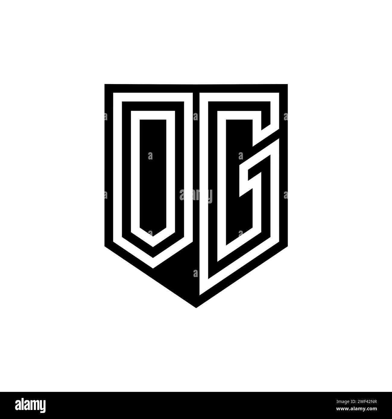 OG Letter Logo monogram shield geometric line inside shield style ...
