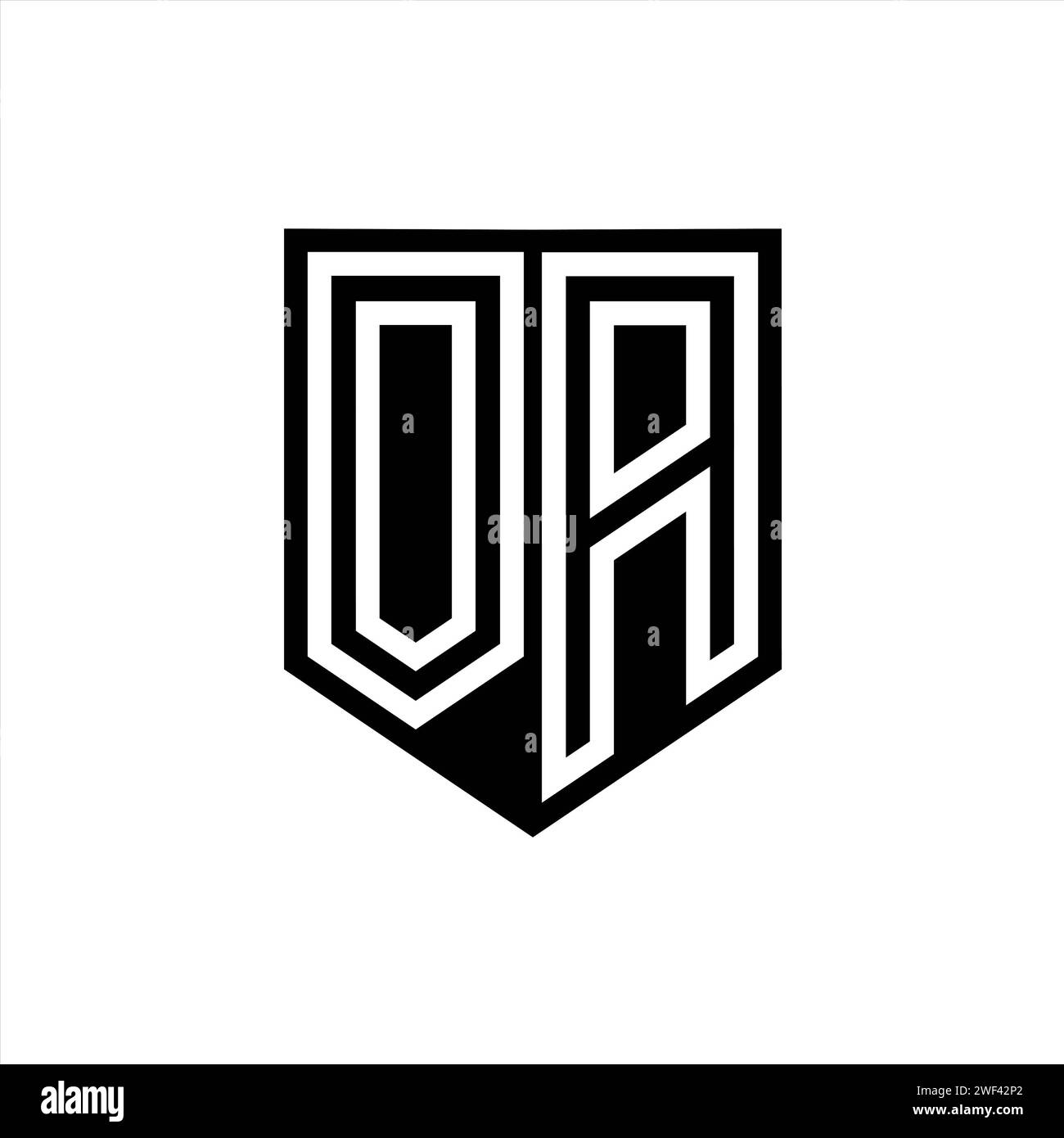 OA Letter Logo monogram shield geometric line inside shield style ...