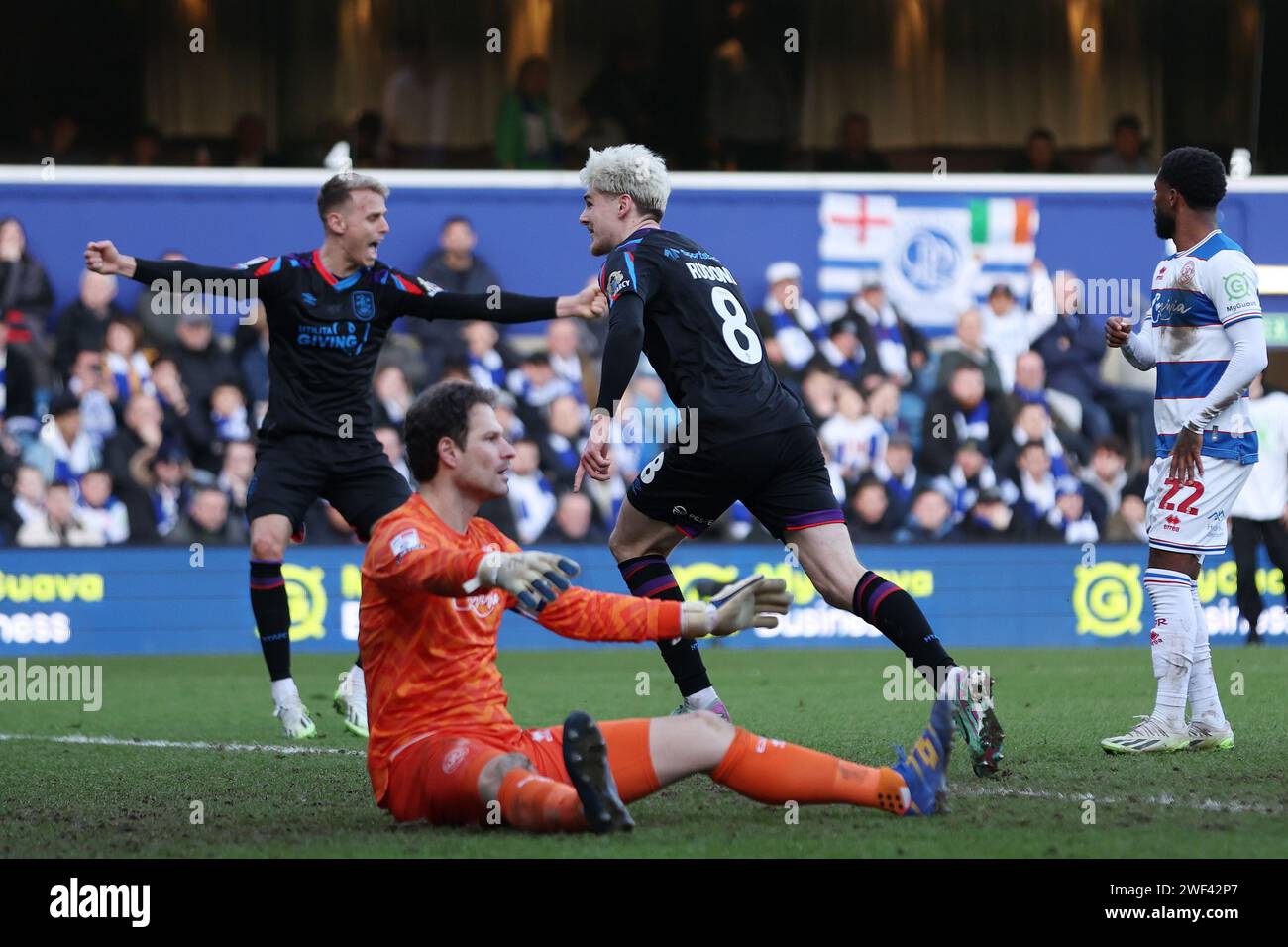 Huddersfield Town's Jack Rudoni celebrates scoring the opening goal of ...