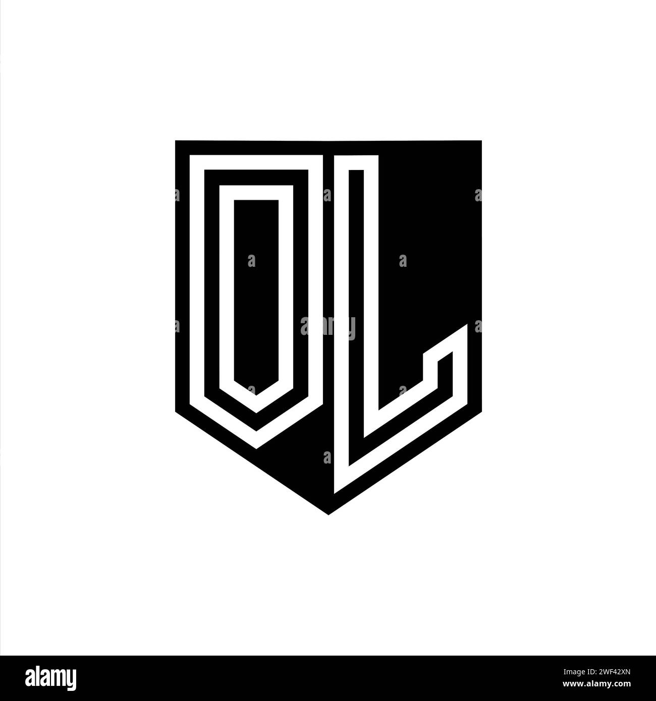 OL Letter Logo monogram shield geometric line inside shield style design template Stock Photo ...