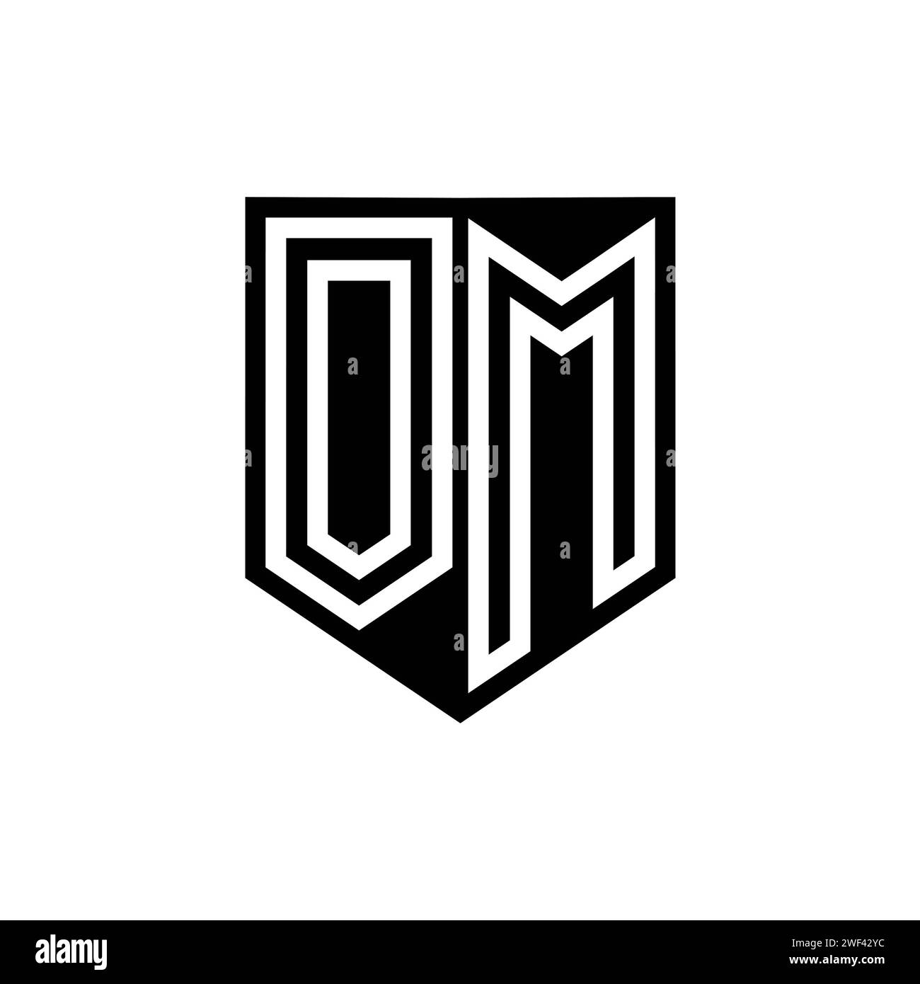 OM Letter Logo monogram shield geometric line inside shield style ...