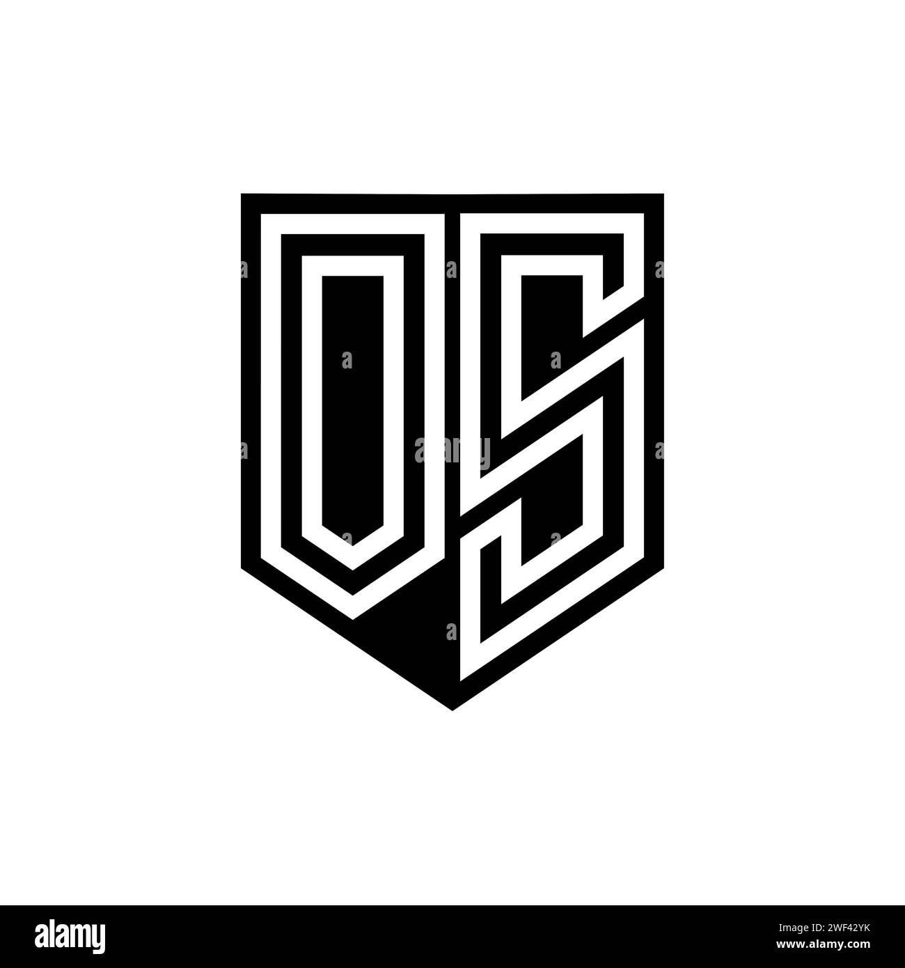 OS Letter Logo monogram shield geometric line inside shield style ...