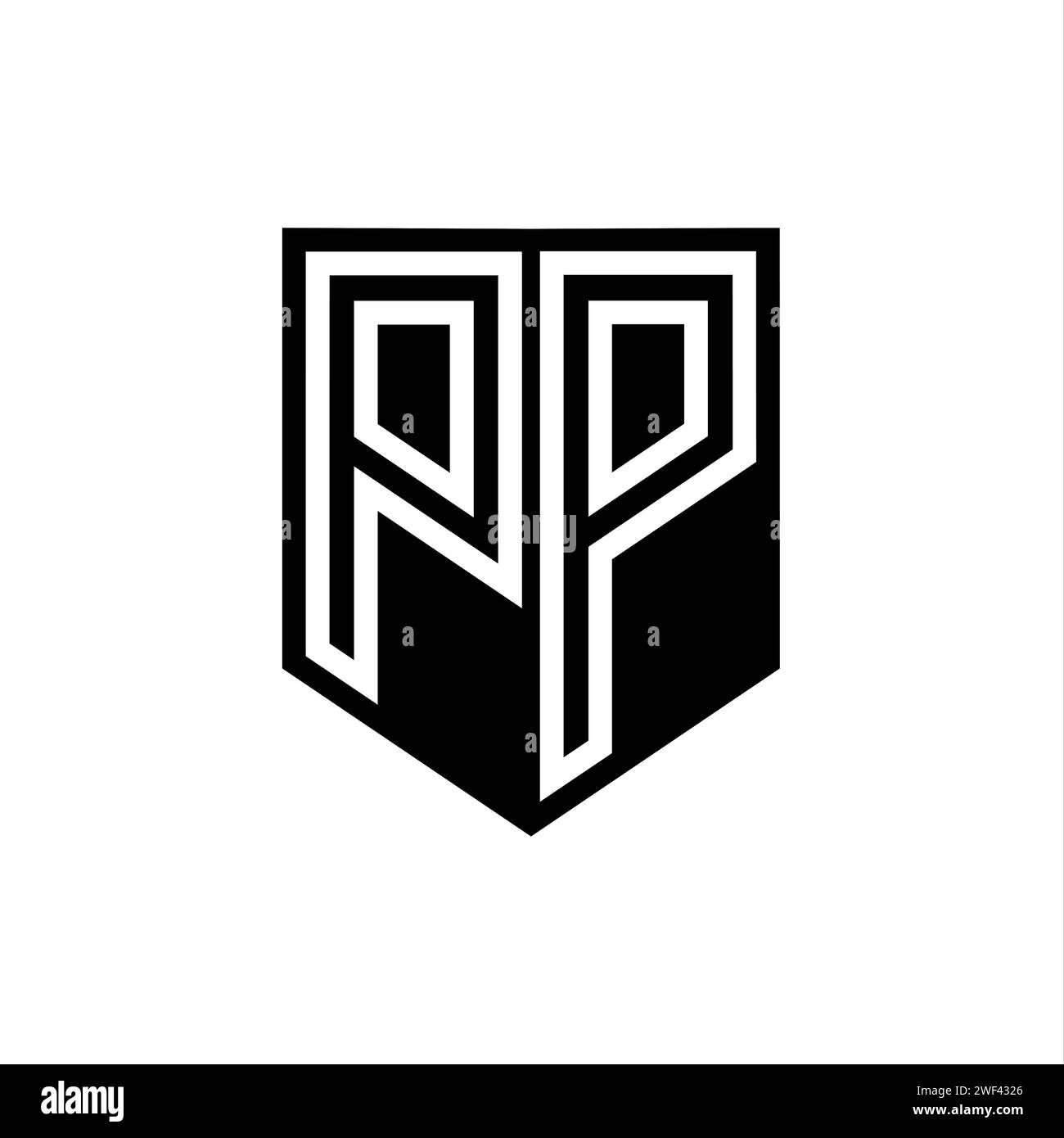 PP Letter Logo monogram shield geometric line inside shield style ...