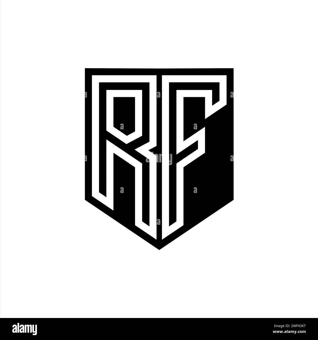 RF Letter Logo monogram shield geometric line inside shield style ...