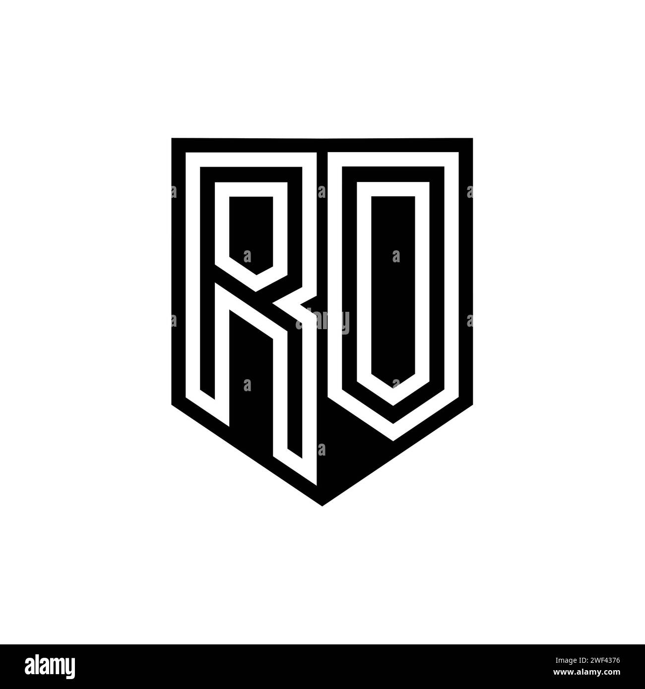 RO Letter Logo monogram shield geometric line inside shield style design template Stock Photo ...