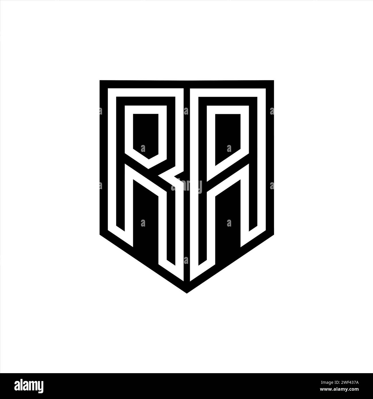 RA Letter Logo monogram shield geometric line inside shield style ...