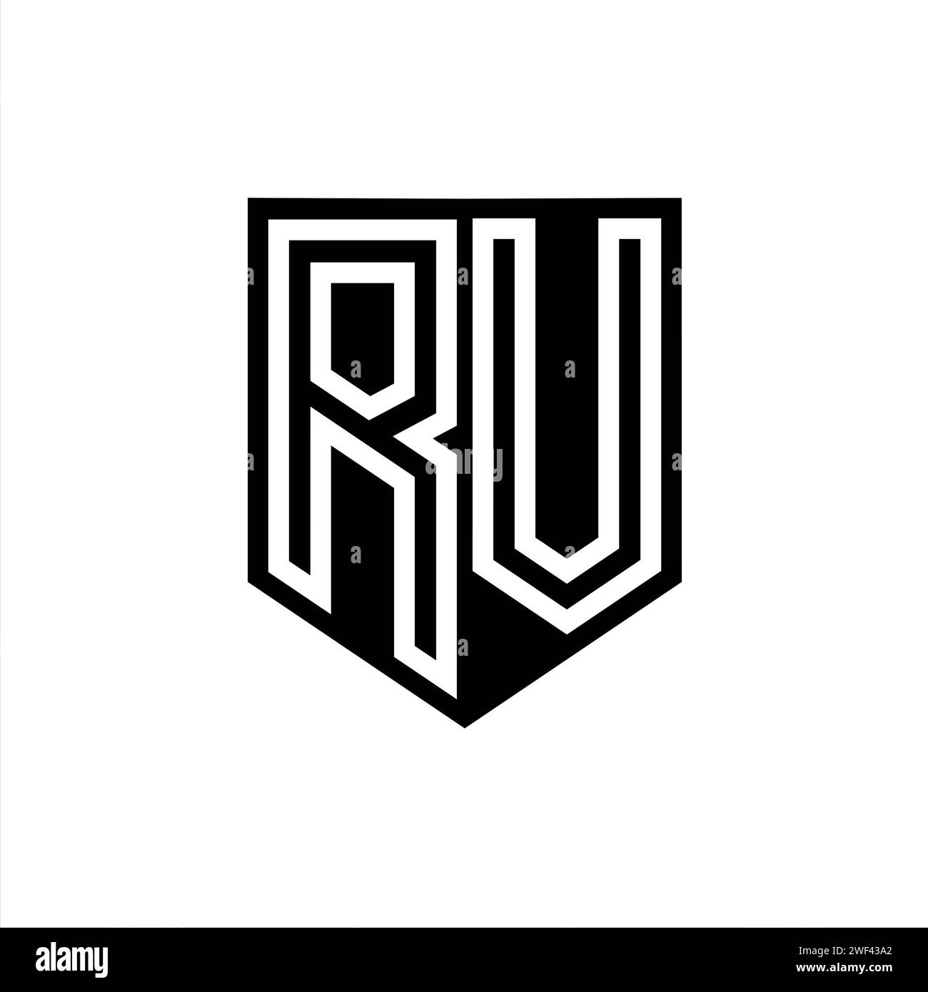 RV Letter Logo monogram shield geometric line inside shield style ...