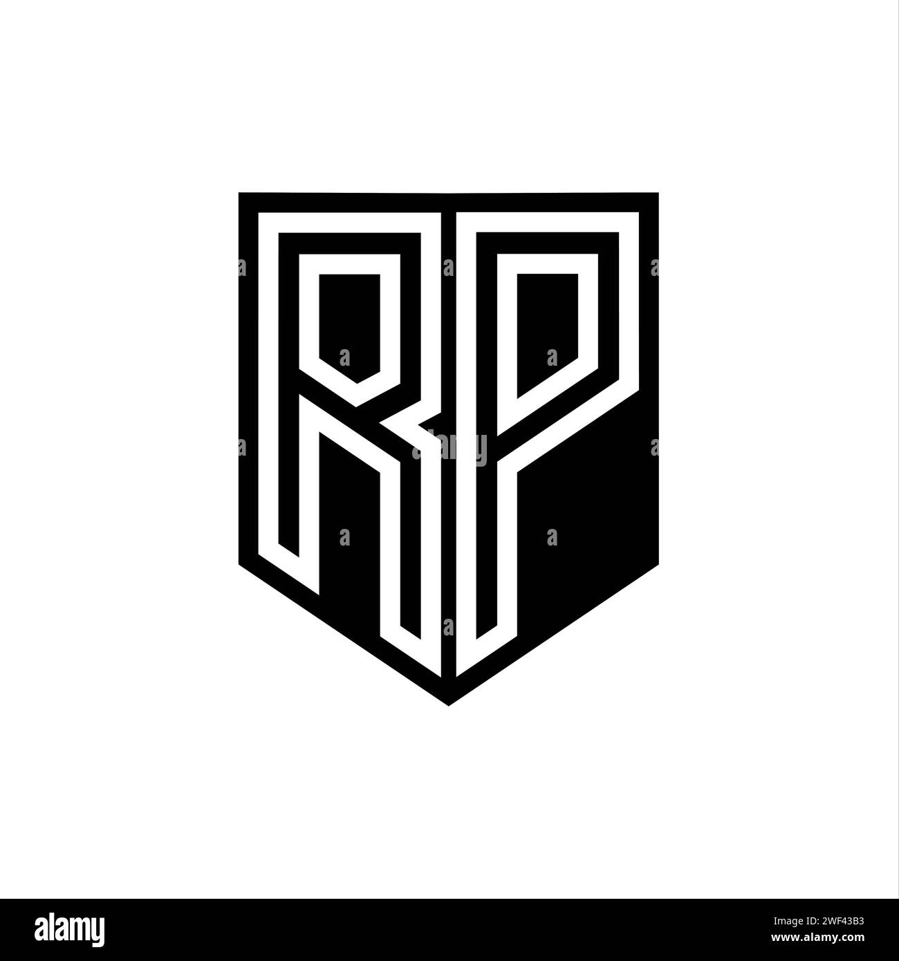 RP Letter Logo monogram shield geometric line inside shield style design template Stock Photo ...