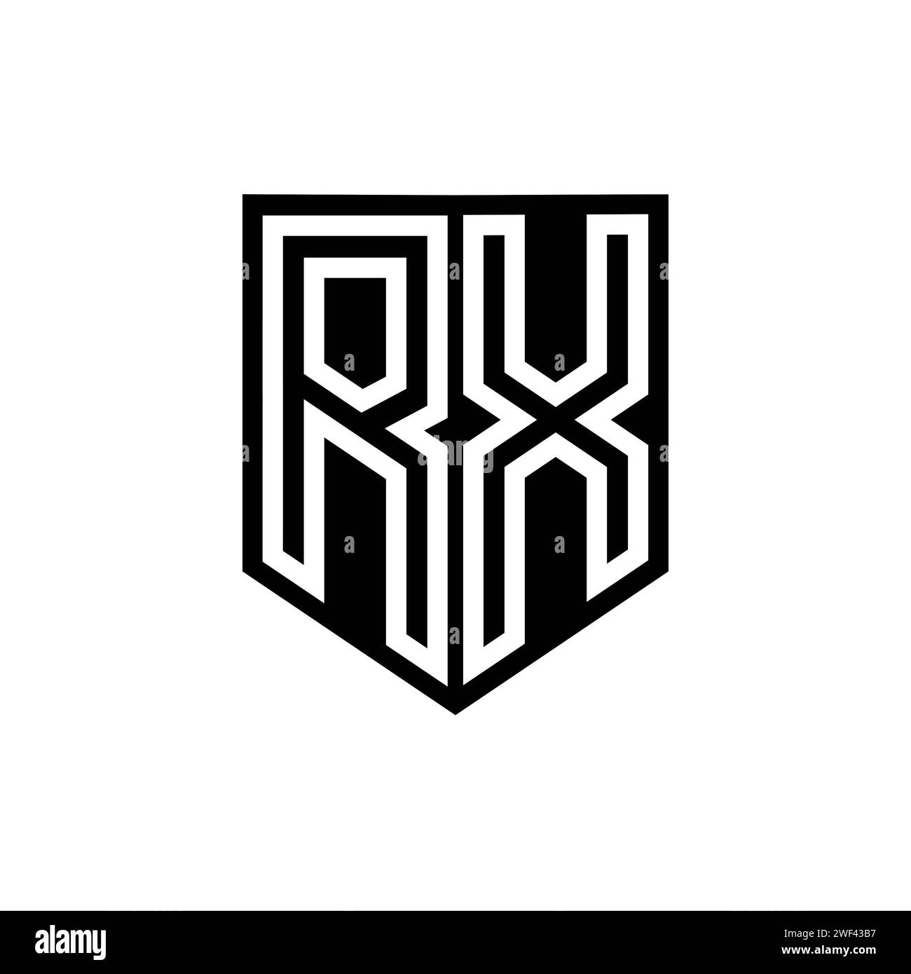 RX Letter Logo monogram shield geometric line inside shield style ...