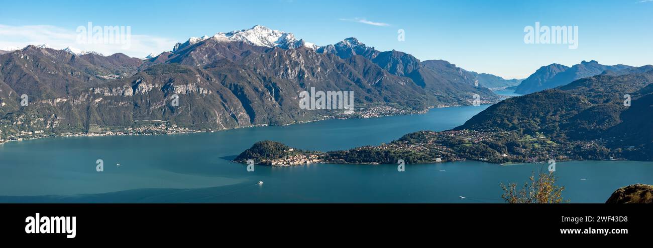 Magnificent view of Bellagio at lake Como seen from Monte Crocione ...