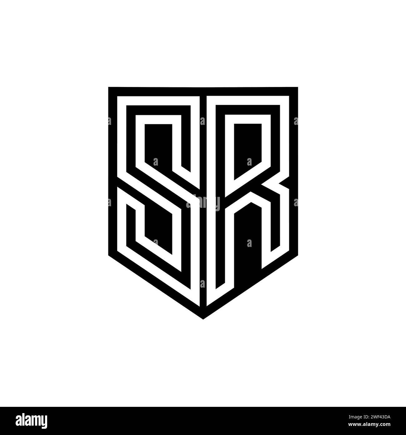 SR Letter Logo monogram shield geometric line inside shield style ...