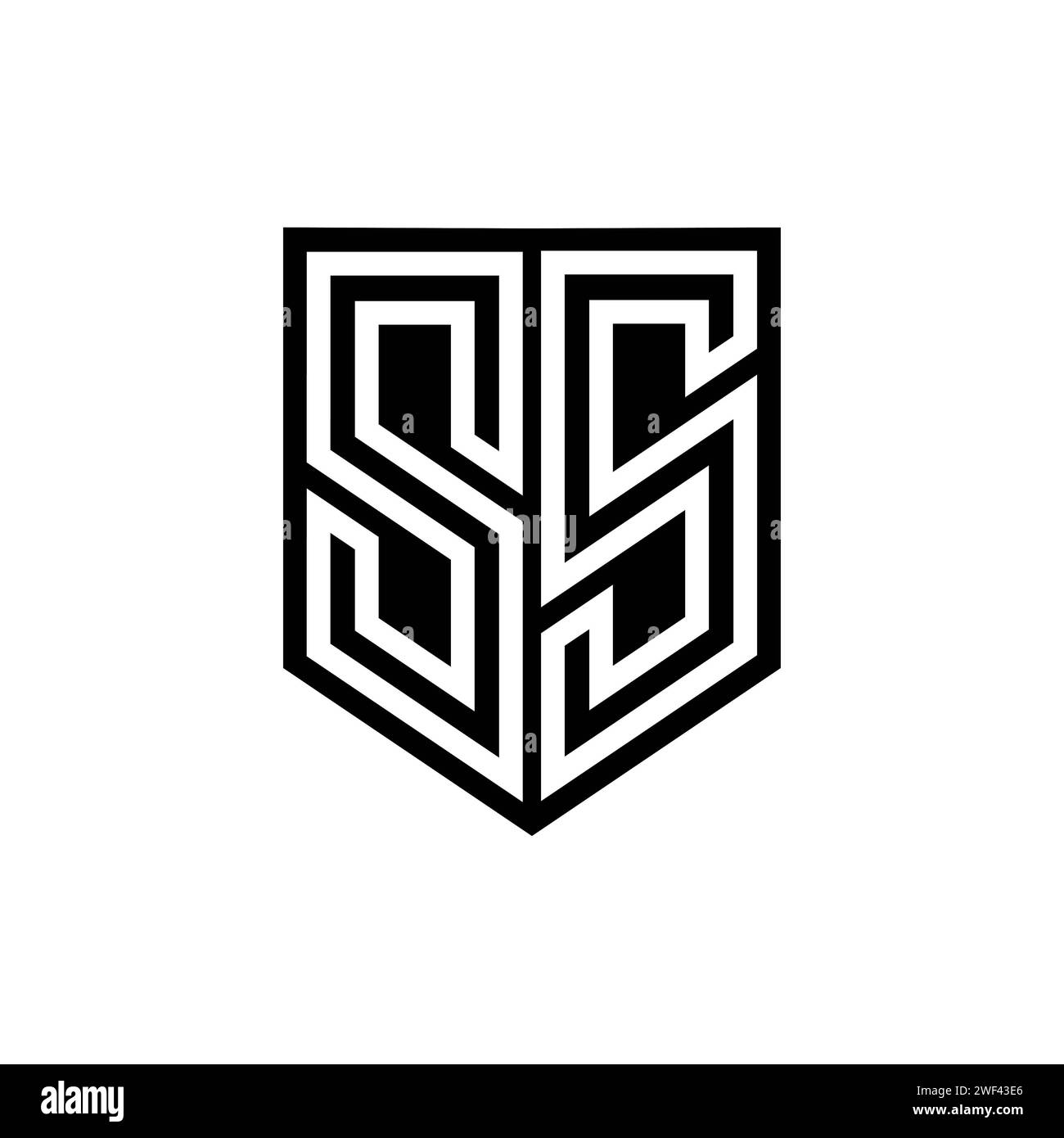SS Letter Logo monogram shield geometric line inside shield style ...
