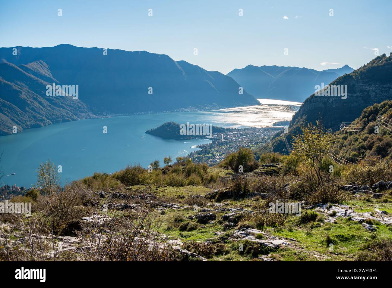 Magnificent view of lake Como seen from Monte Crocione, Italy Stock ...